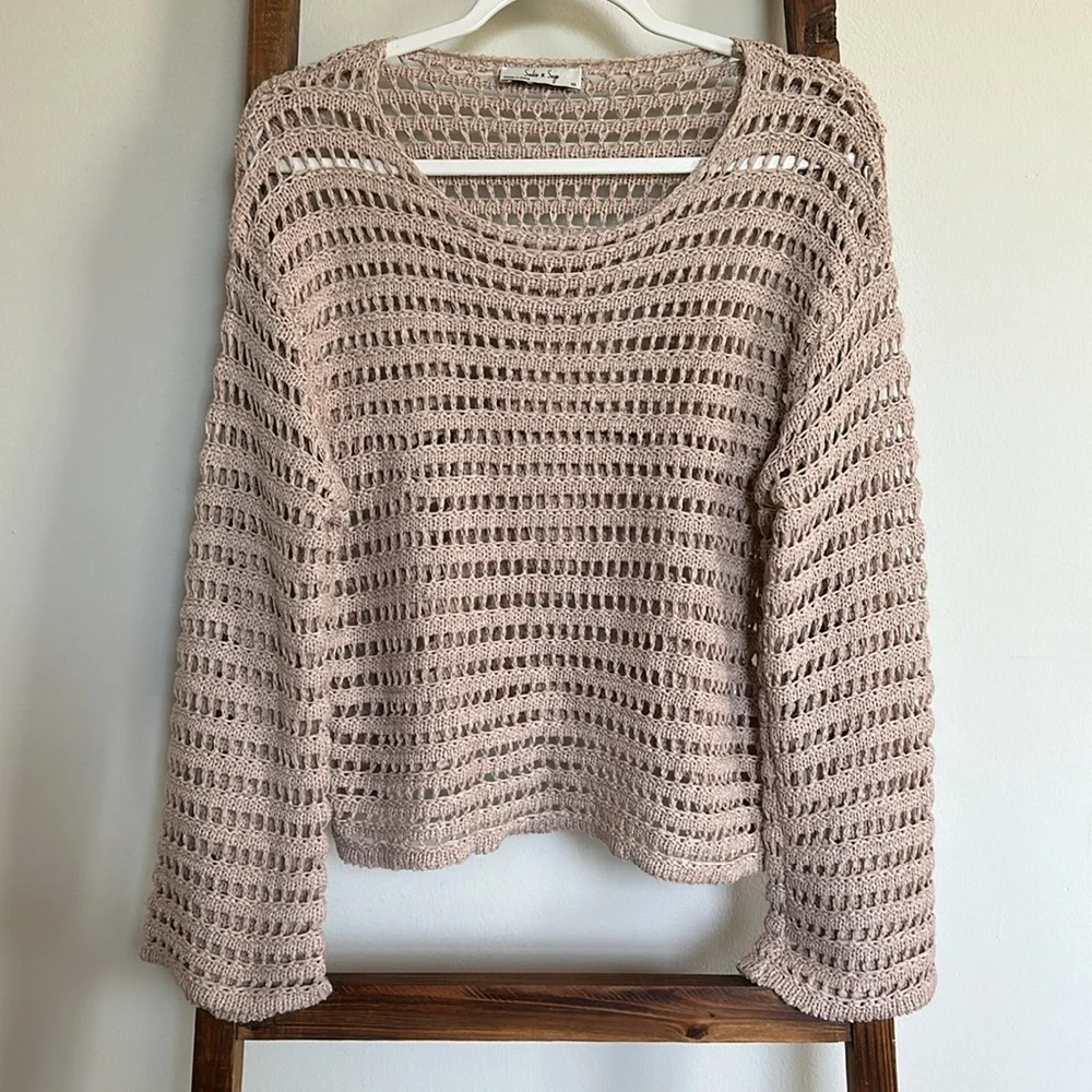 Lulus | Tops | New Lulus Naturally Pretty Beige Crochet Knit Crew Neck ...